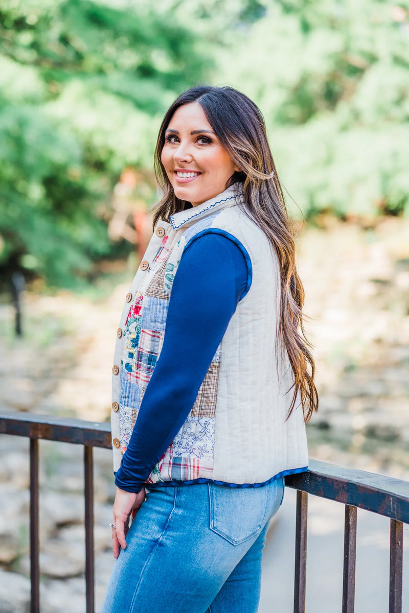 Polly Patchwork Vest – Turquoise Buckin Boutique, llc